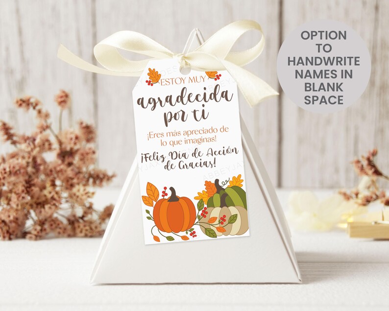 Editable Spanish Thanksgiving Favor Tag, Printable Spanish Thankful ...