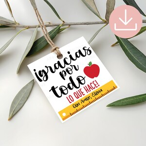 Spanish Thank You Tags, Printable Teacher Appreciation Week, Teacher ...