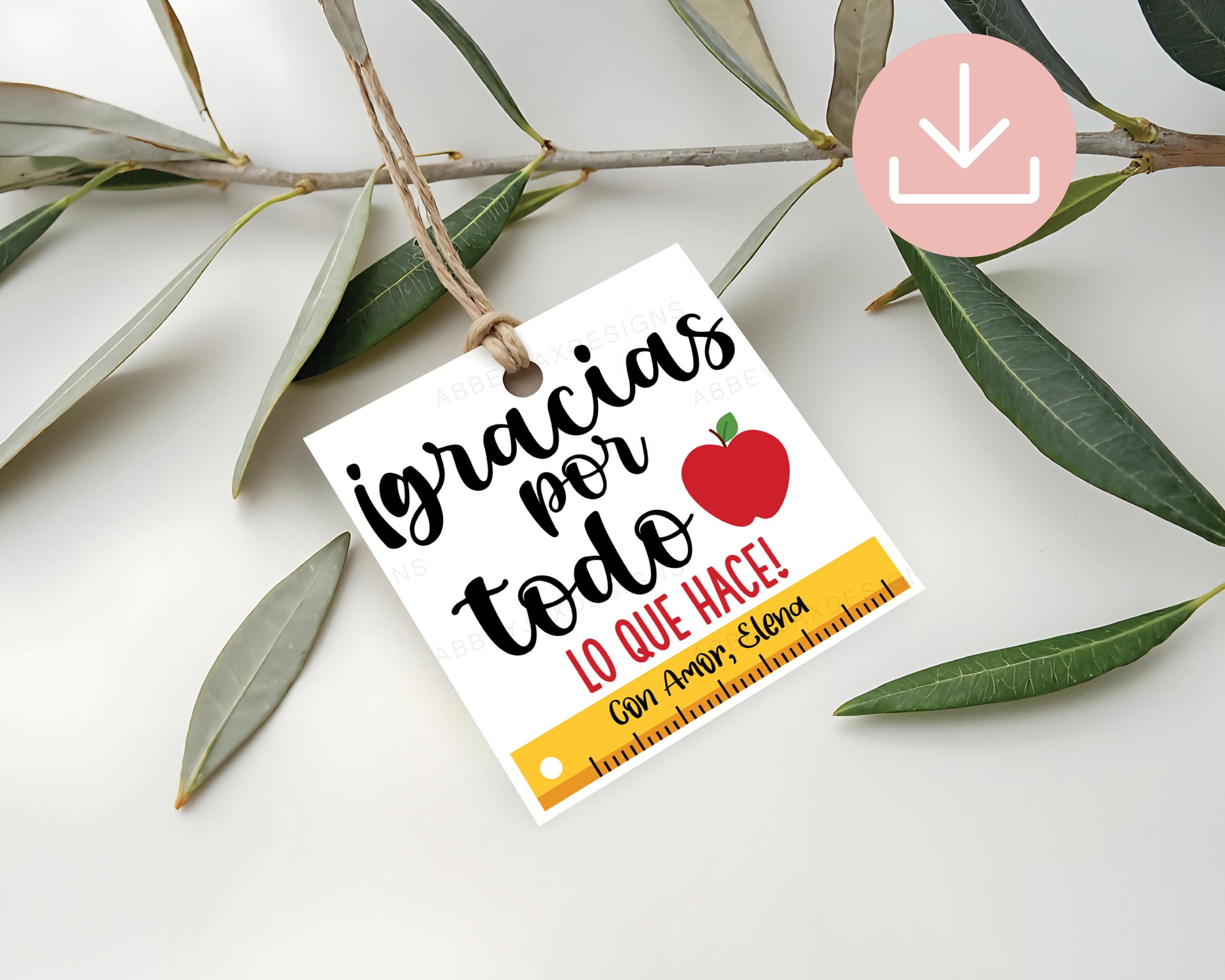 Spanish Thank You Tags, Printable Teacher Appreciation Week, Teacher ...