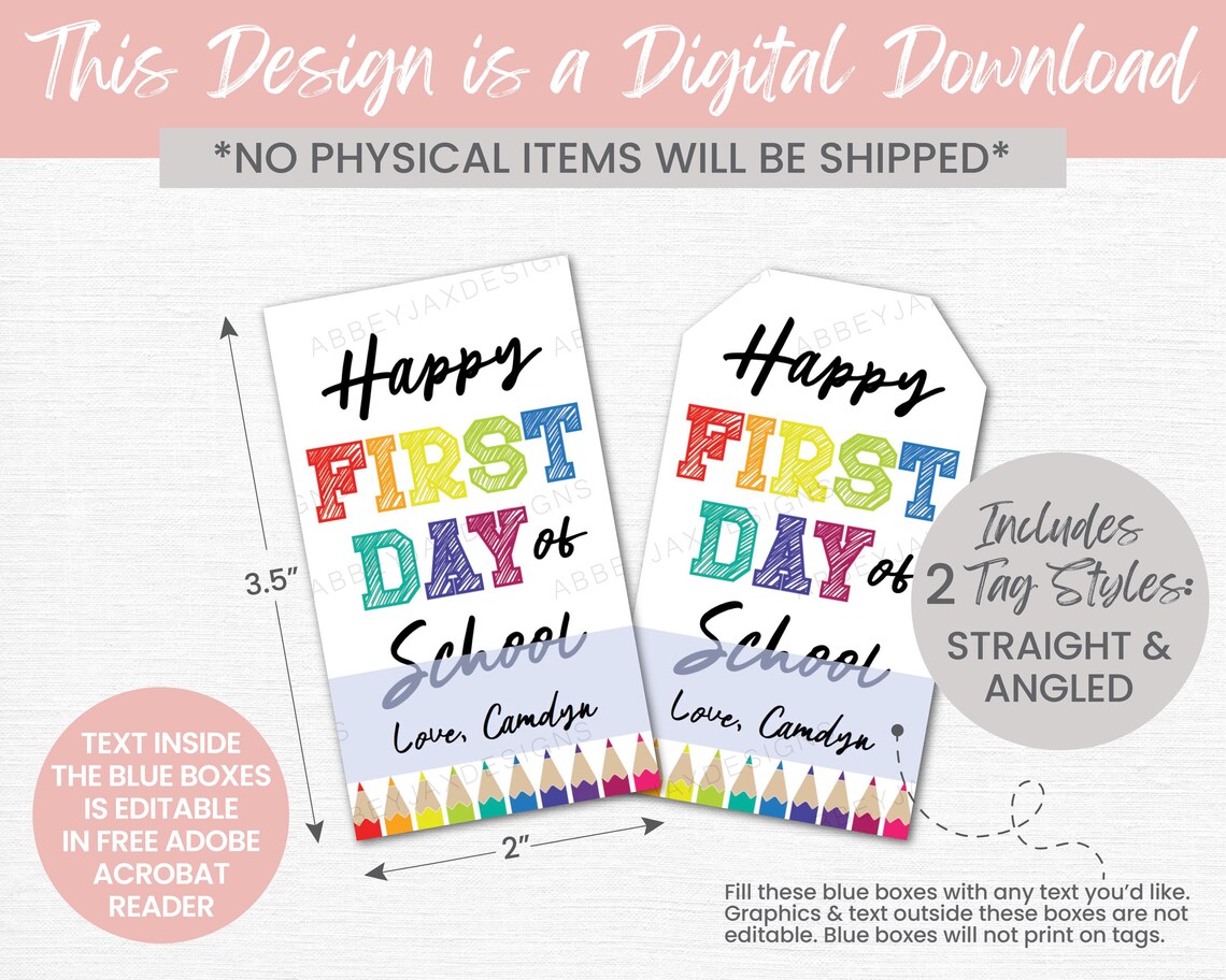 Happy First Day of School Tag, Welcome Back to School Tag, Back to ...