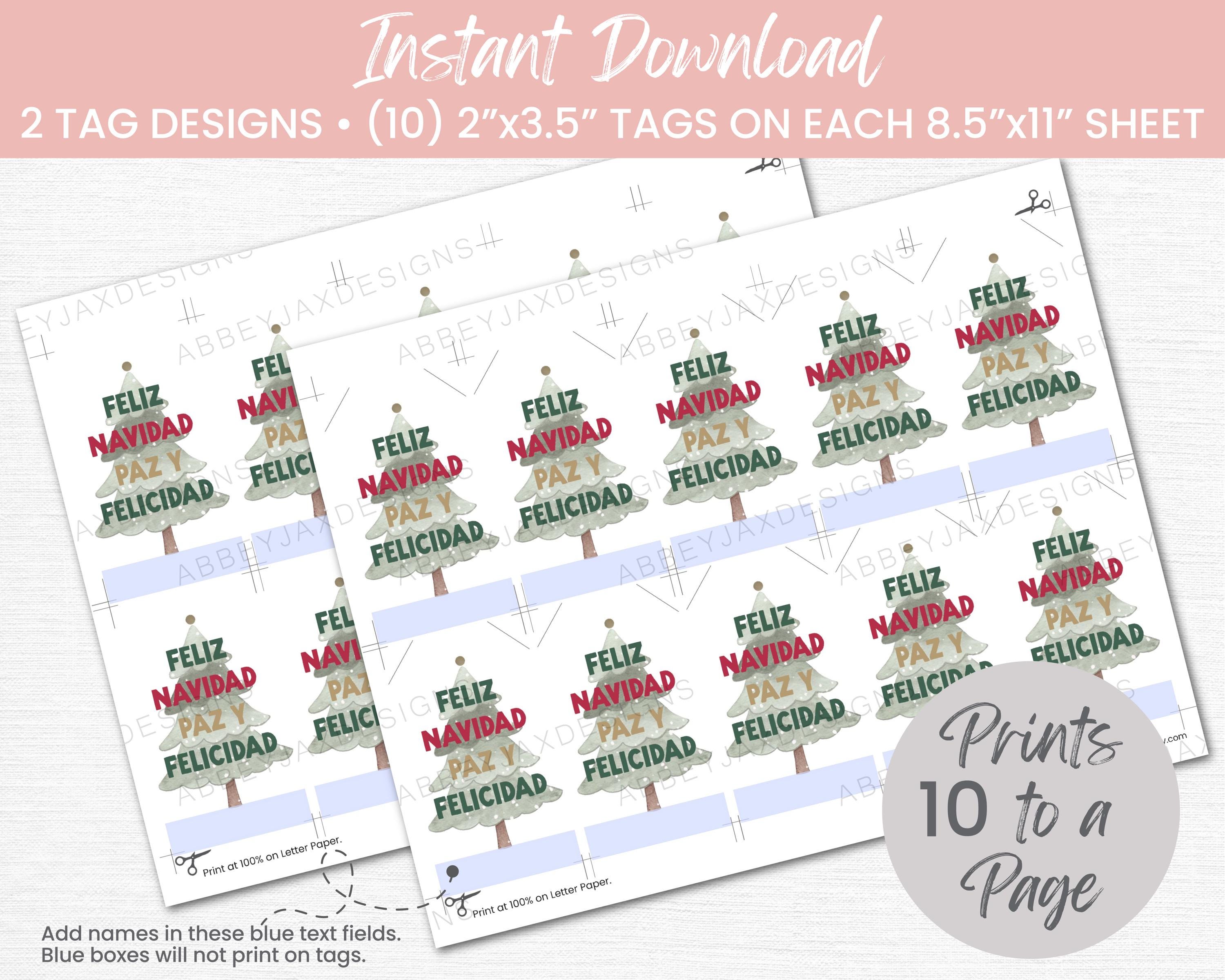 Feliz Navidad Printable Tag, Spanish Christmas Tags, Editable Holiday ...