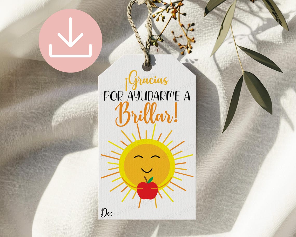 Spanish Thank You Tags, Teacher Appreciation Gift Tag Spanish ...