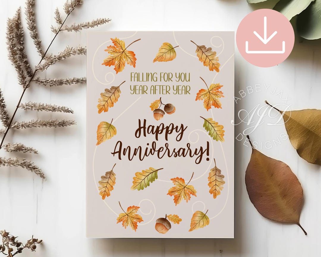 Autumn Anniversary Card, Falling for You Card, Fall Anniversary Card ...