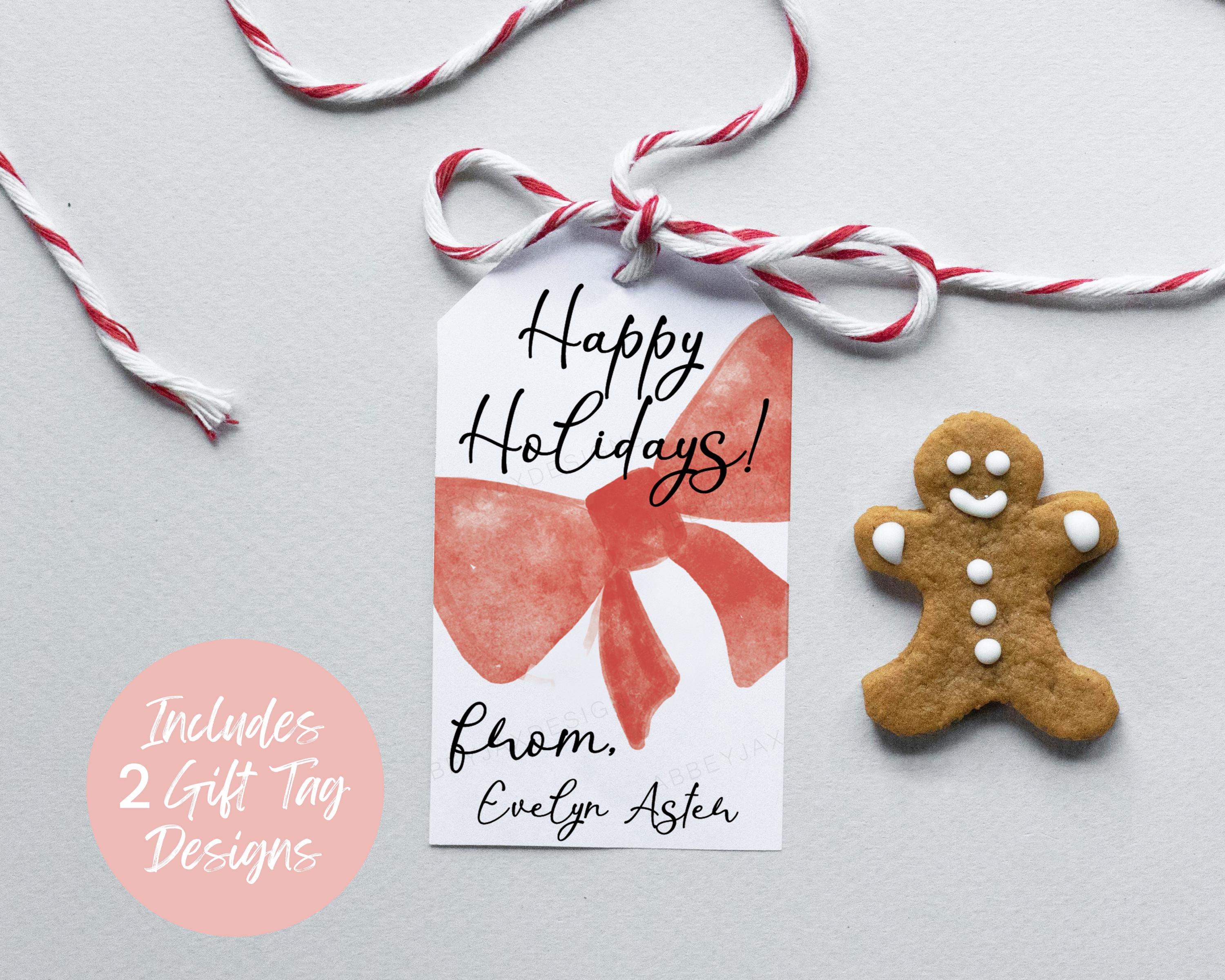 Editable Christmas Favor Tags, Red Bow Christmas Tags, Merry Christmas ...