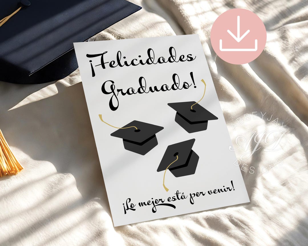 Spanish Graduation Card Printable, Felicidades, Graduation Greeting ...