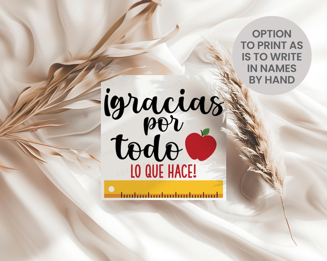 Spanish Thank You Tags, Printable Teacher Appreciation Week, Teacher ...