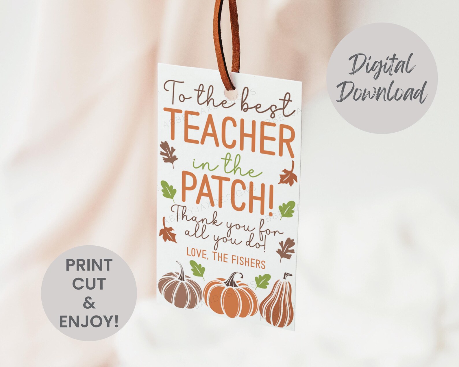 Best Teacher in the Patch Fall Tag, Fall Gift Tags for Class, Printable ...