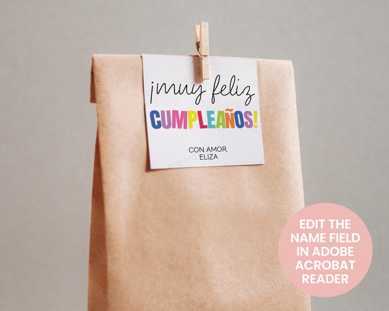 Spanish Gift Tags, Feliz Cumpleaños, Birthday Cookie Tags, Printable ...