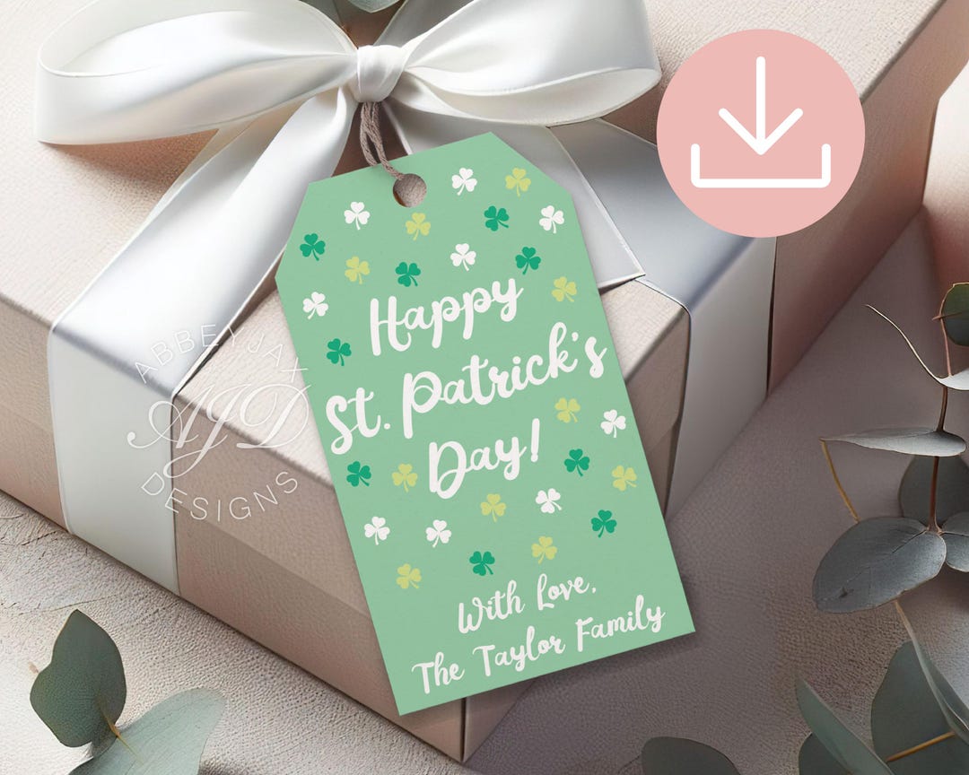 St. Patrick's Day Gift Tags, Happy St Patricks Day Tag, Shamrock Gfit ...