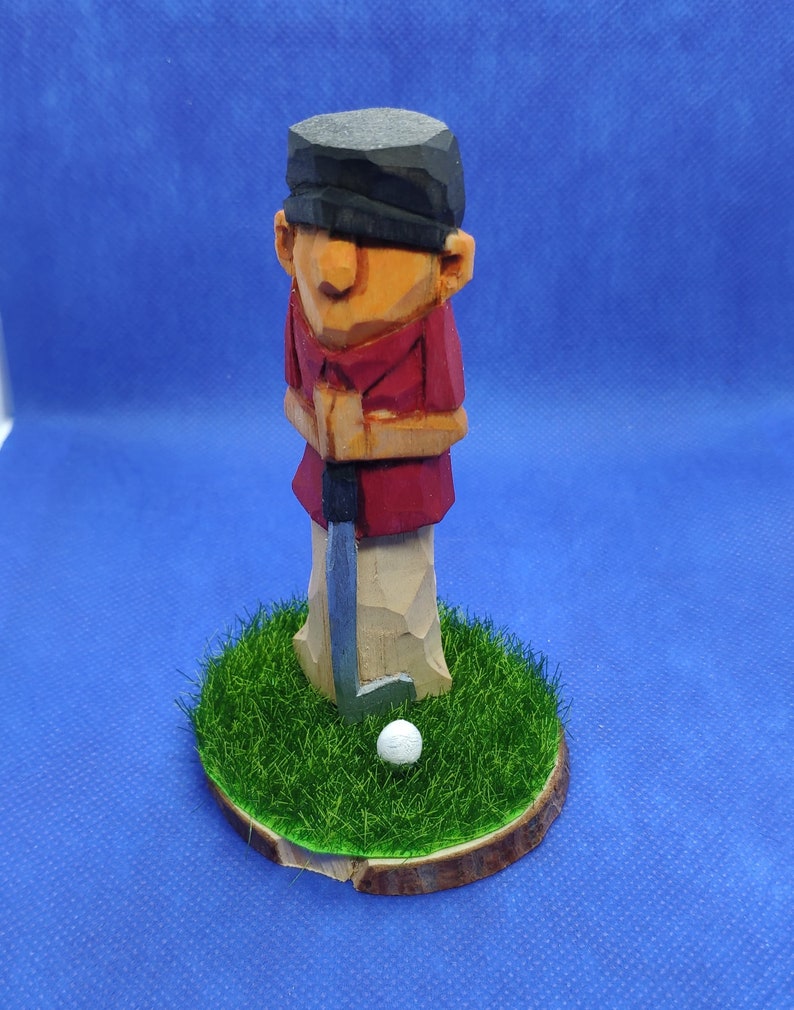 FORE! the Golfer - Handmade Wood Carving of a Golf Player - Etsy