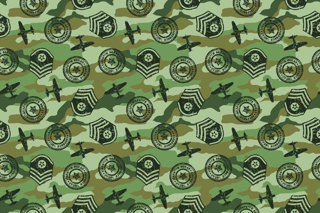Military Camouflage Backdrop With Aircraft and Badges DIY Photography ...