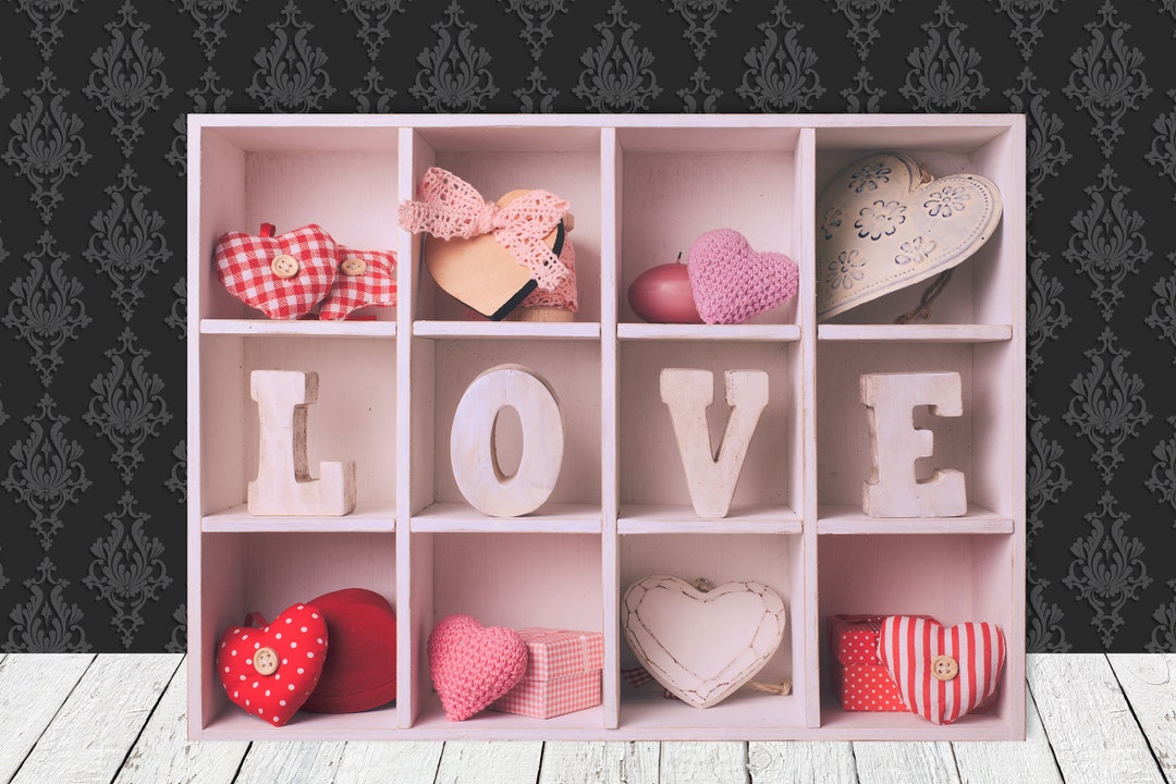 Love Props in Cubbies Backdrop DIY Photography Background for Portraits ...
