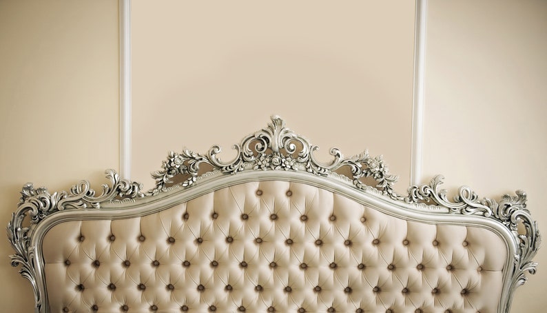 Realistic Ornate Cream Tufted Headboard Backdrop ⋅ DIY Bed Photography ...