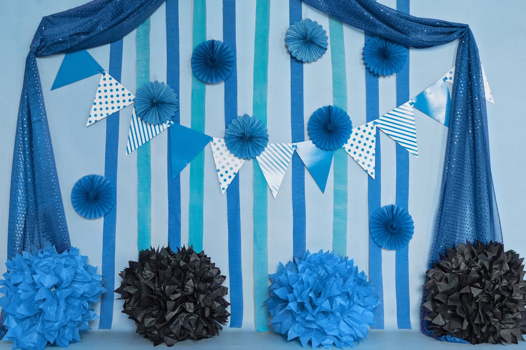 Blue and Black Party Backdrop ⋅ DIY Photography, Baby Showers, Birthday ...