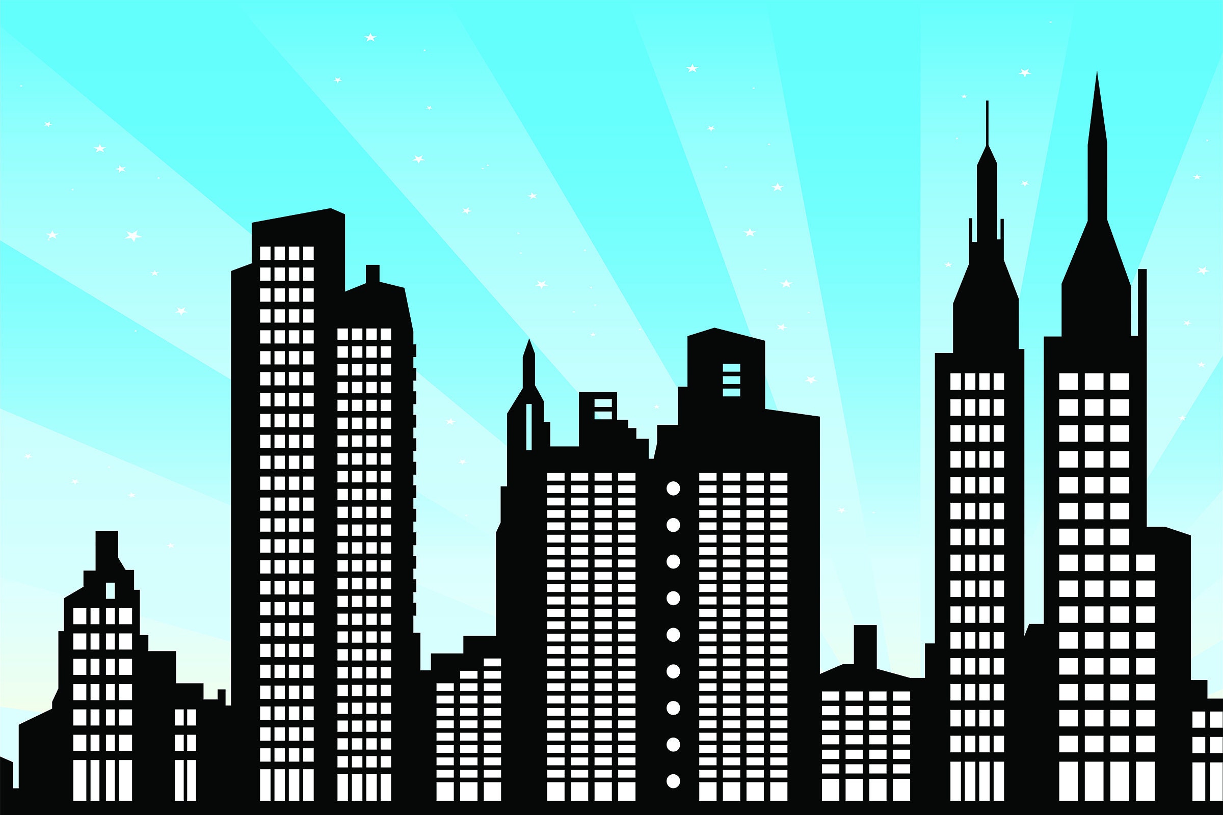 2D Black City Skyline Backdrop for DIY Photography, Event, and Parties ...
