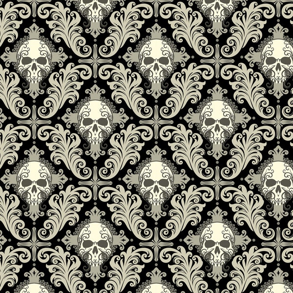 Skull Damask - Etsy