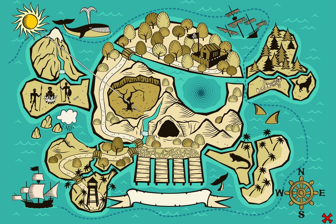 Skull Island Pirate Map Skull Island Themed Photography, Childrens ...