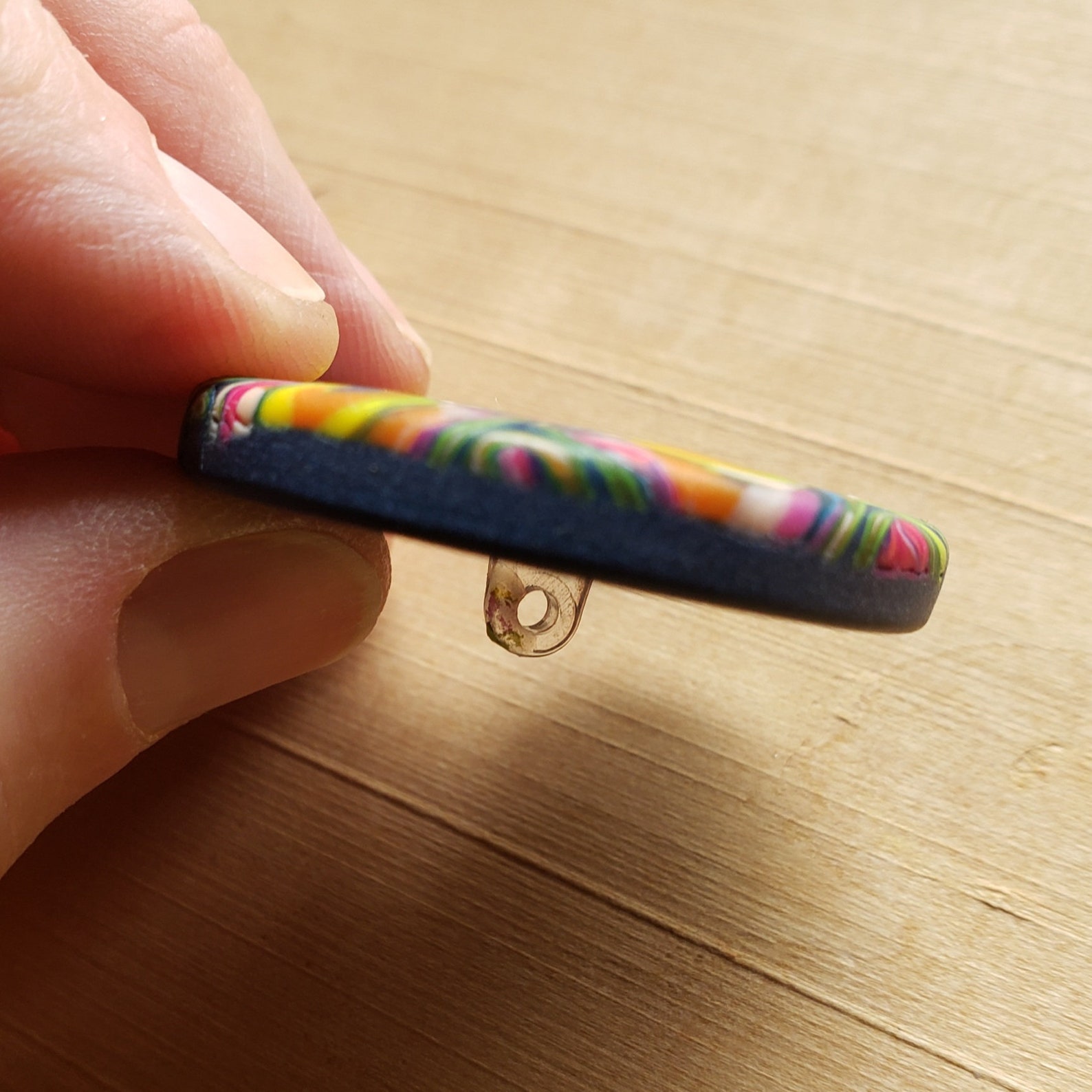 Swirling Focal Shank Button, OOAK Hand Made Polymer Clay, Spring Colors ...