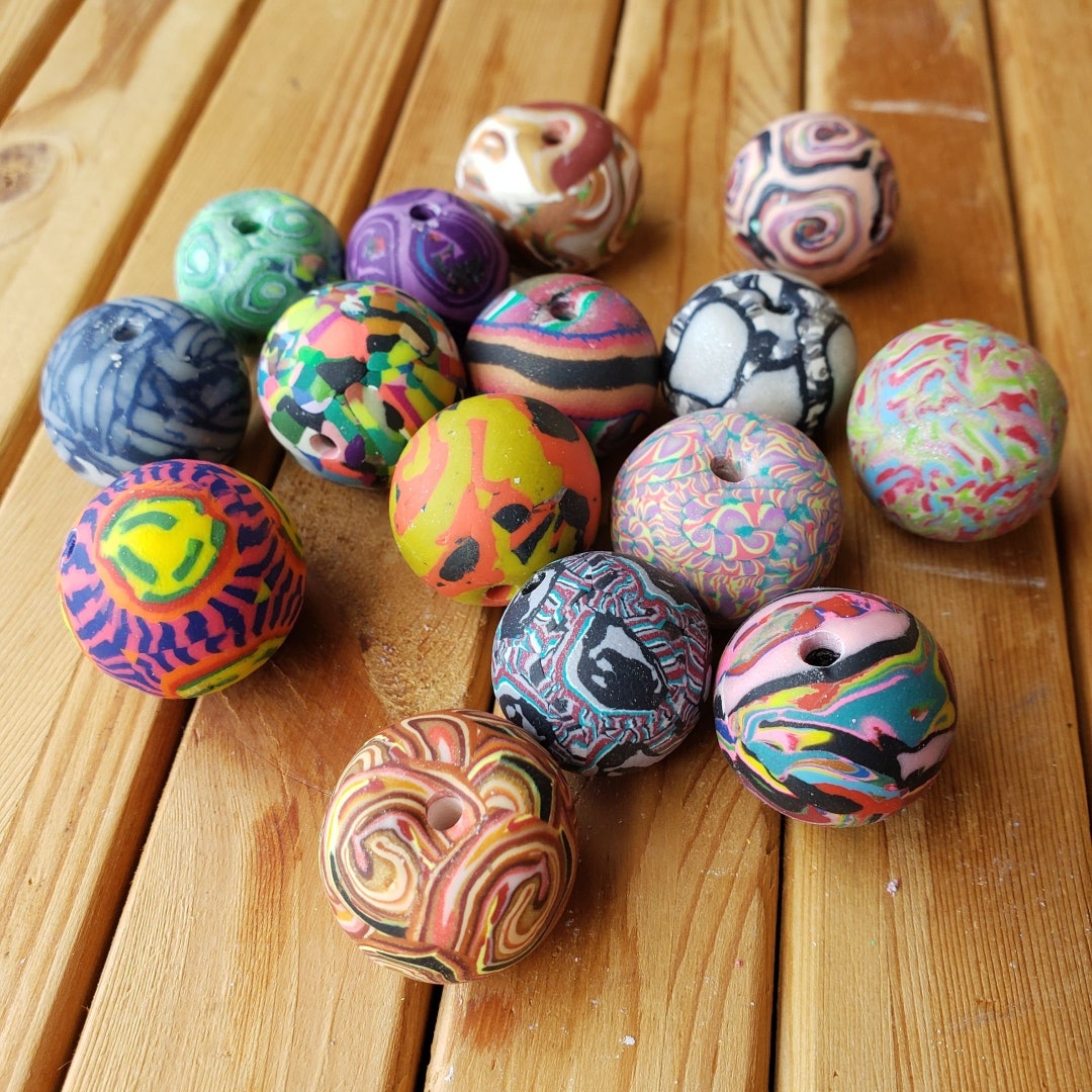 Colorful Mixed Lot Small Batch Hand Made Focal Beads, 15 Polymer Clay ...