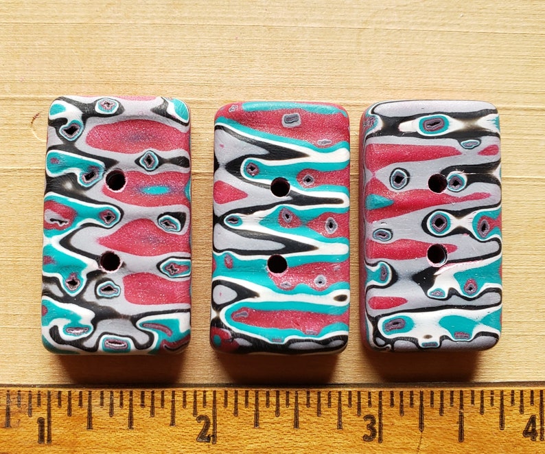 Eye Popping Small Batch Rectangle Handmade Button Set, Mokume Gane ...