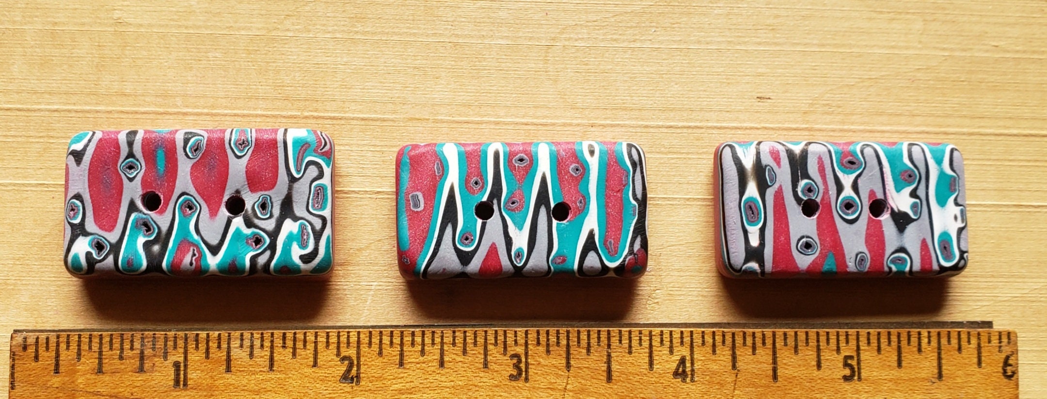 Eye Popping Small Batch Rectangle Handmade Button Set, Mokume Gane ...