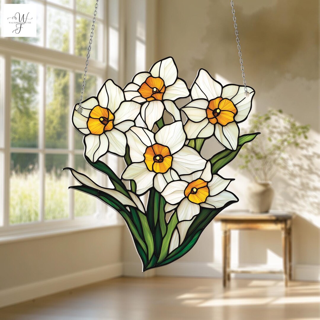 Daffodil Acrylic Window Hanging, Floral Suncatcher, Spring Window Decor ...
