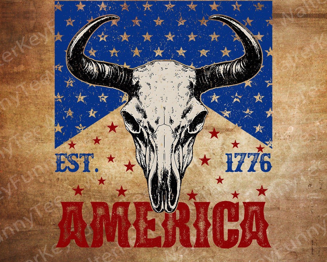 American Flag Bull Skull Png, Gift for Women Png, America Est 1776 ...