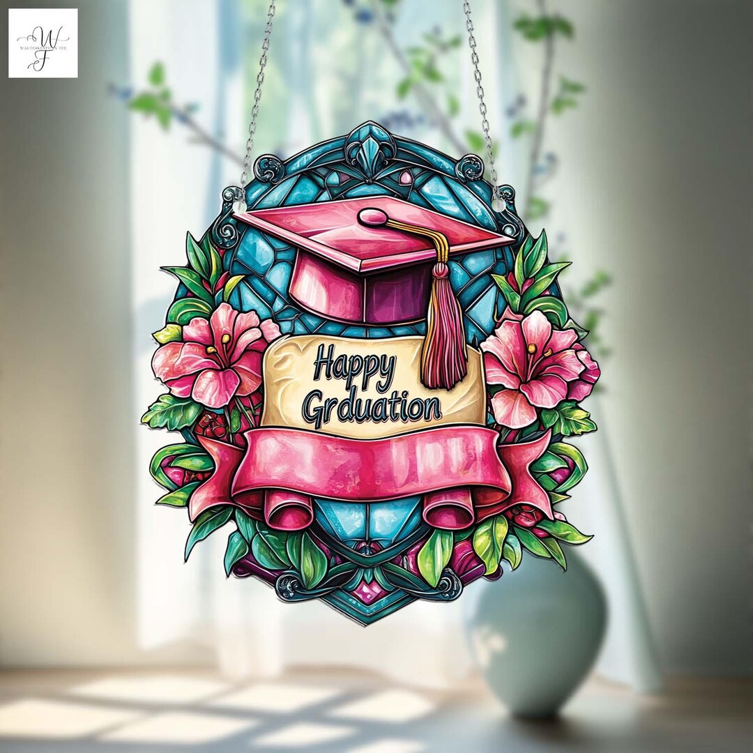 Graduation Cap Acrylic Window Hanging, Handcrafted "happy Graduation ...