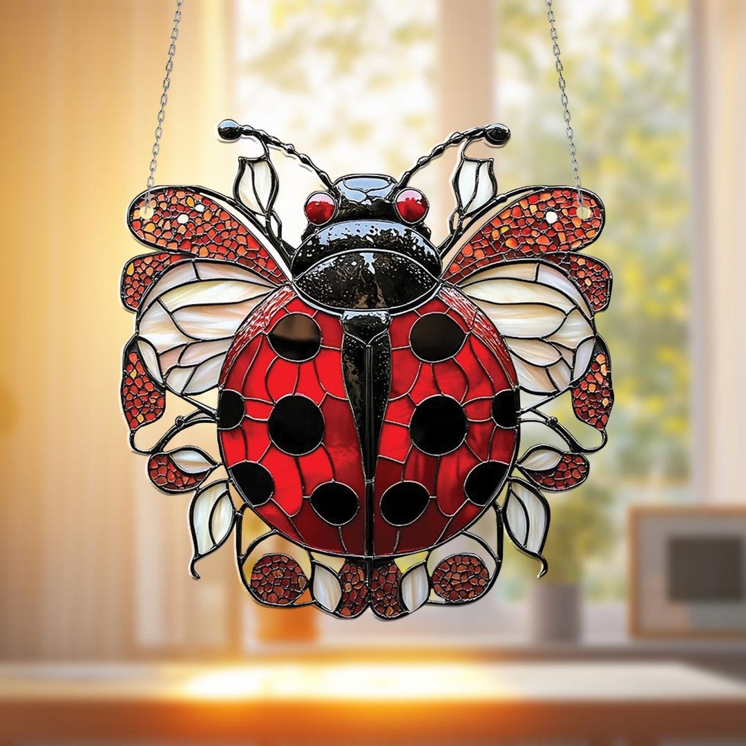 Ladybug With Red Wings Acrylic Window Hanging - Charming Gift for ...