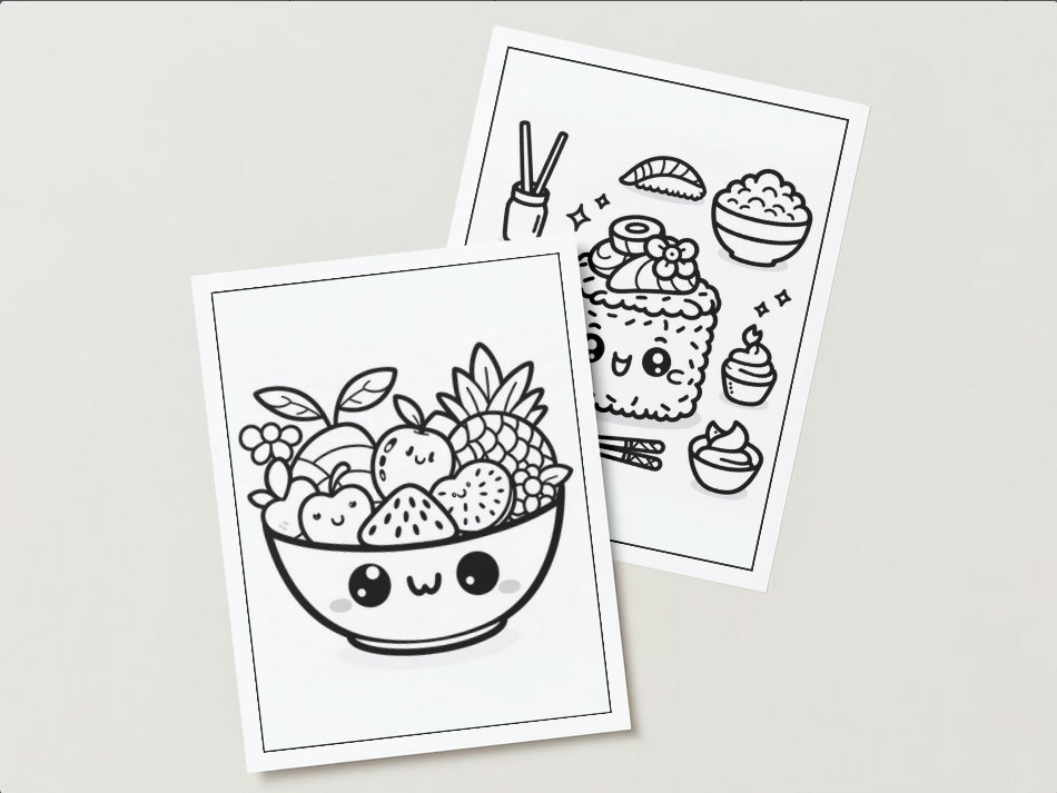 55 Kawaii Food Coloring Pages, Bold & Easy Designs, Cute Food Coloring ...