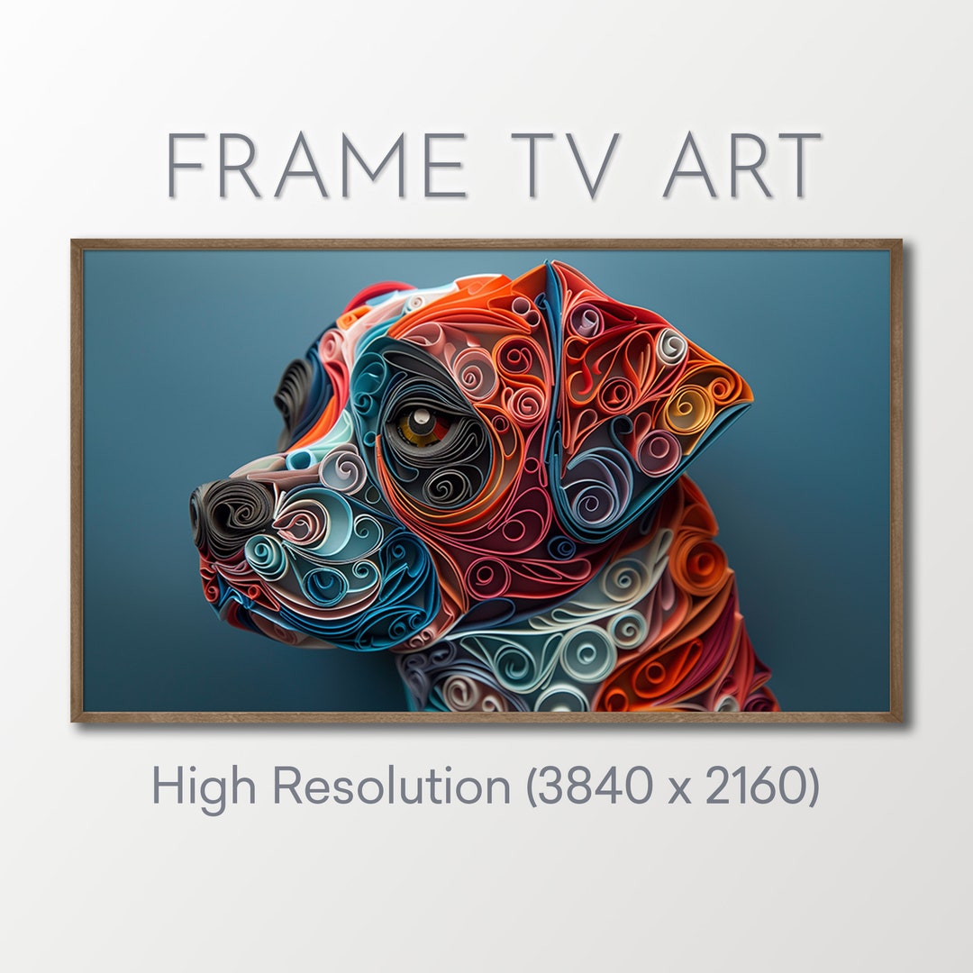 Frame TV Art - Pitbull - Adorable Dog Closeup - Paper Quilling Style ...