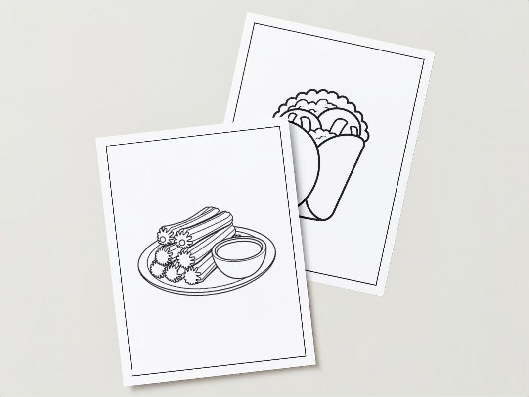 50 Mexican Treats Coloring Pages, Taco Coloring Pages, Mexican Food ...