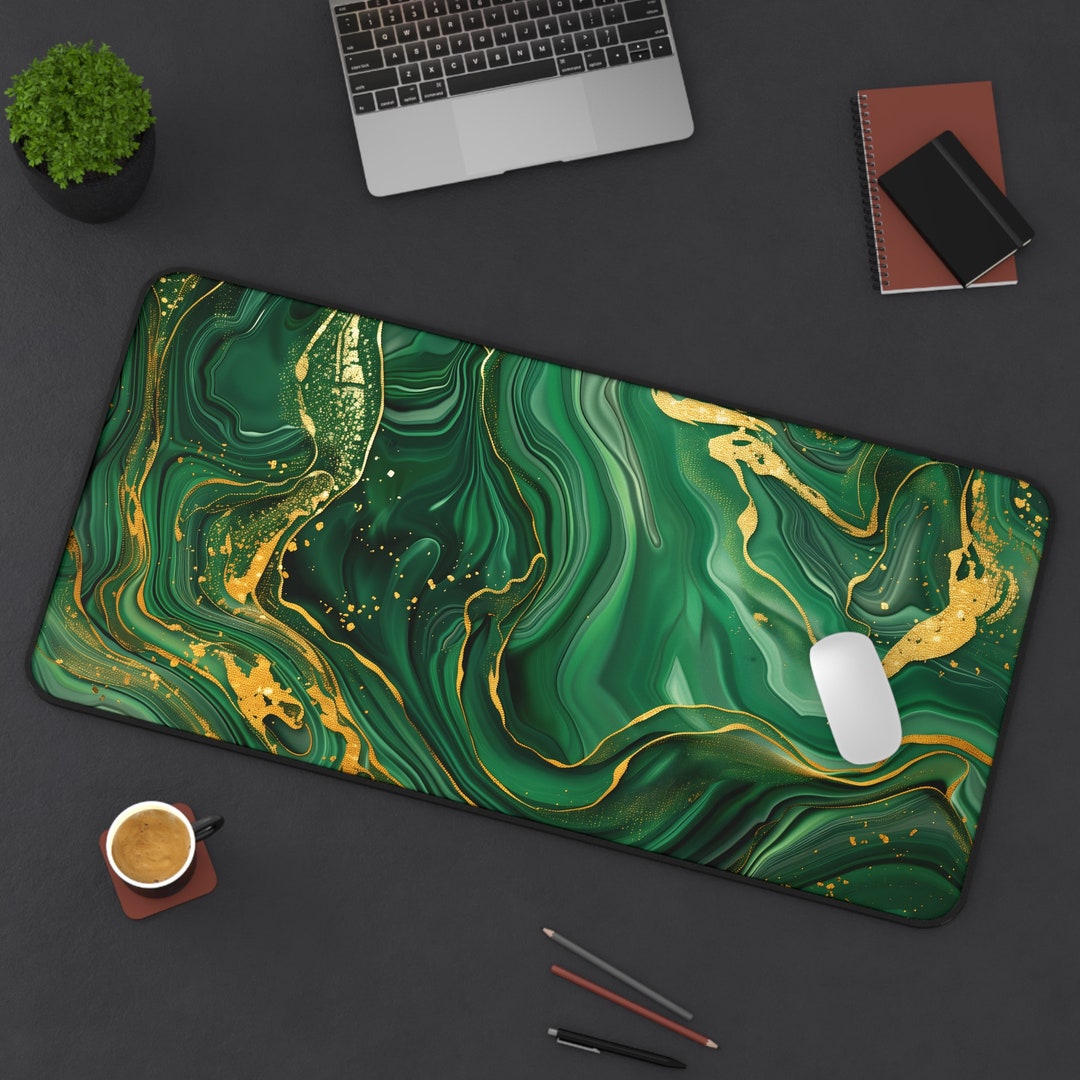 Green and Gold Desk Mat - Desk Mat Aesthetic, Luxury Office Accessorie ...