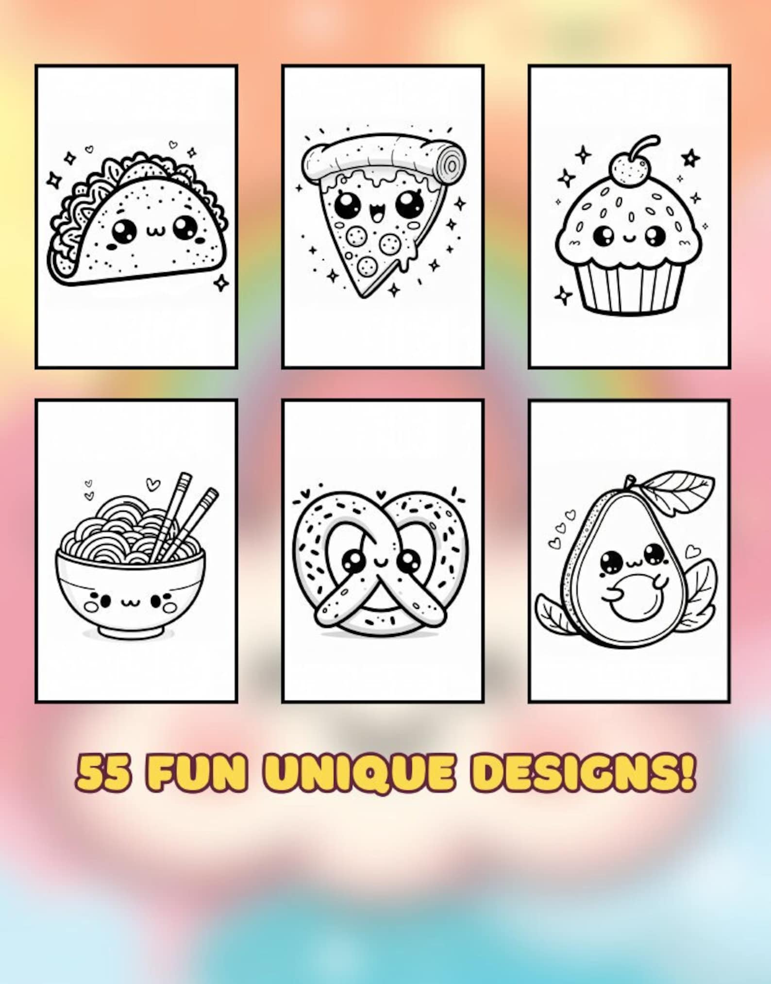 55 Kawaii Food Coloring Pages, Bold & Easy Designs, Cute Food Coloring ...