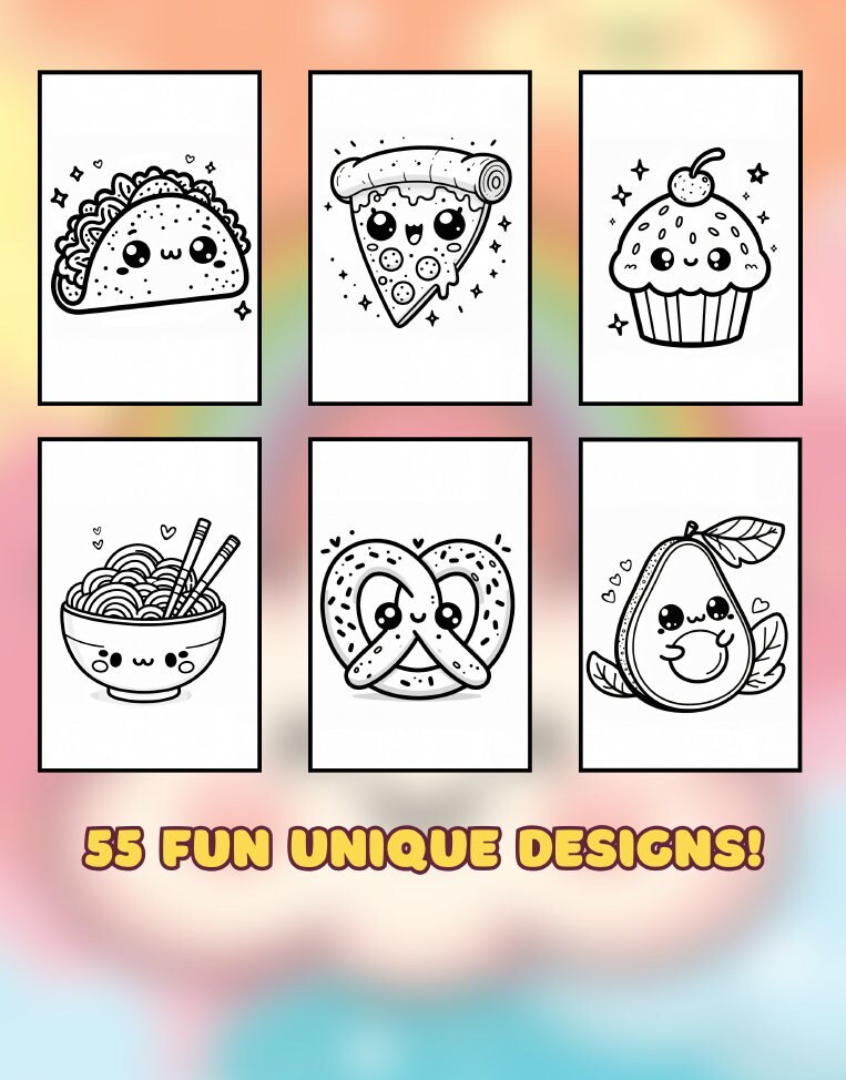 55 Kawaii Food Coloring Pages, Bold & Easy Designs, Cute Food Coloring ...