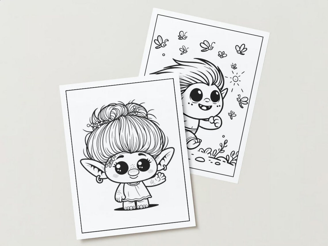 55 Cute Trolls Coloring Pages. Simple, Fun, and Easy Designs, Coloring ...