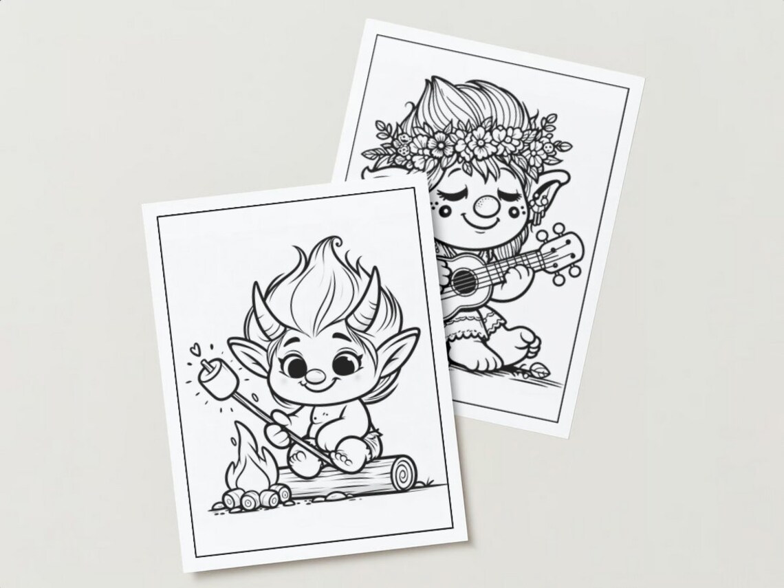 55 Cute Trolls Coloring Pages. Simple, Fun, and Easy Designs, Coloring ...