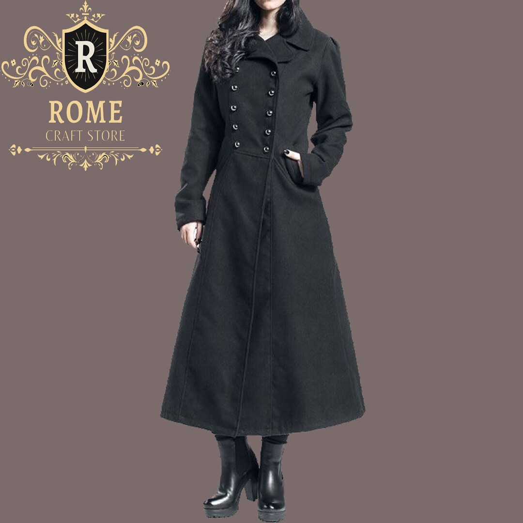 Duna Army Coat the Ultimate Black Gothic Statement,women Wool Ladies ...