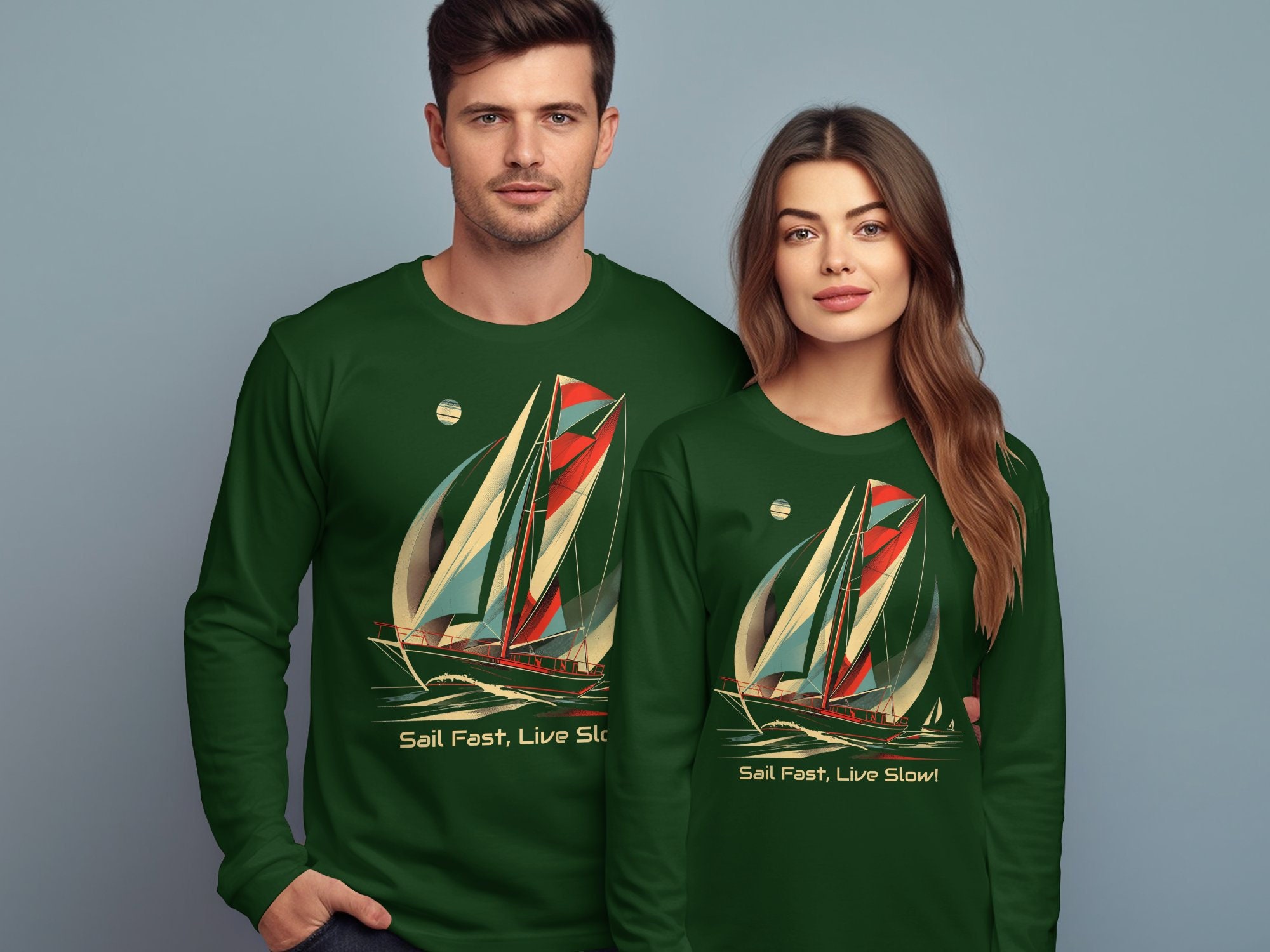 Sail Fast Live Slow Graphic T-shirt Vintage Sailing Boat Illustration ...