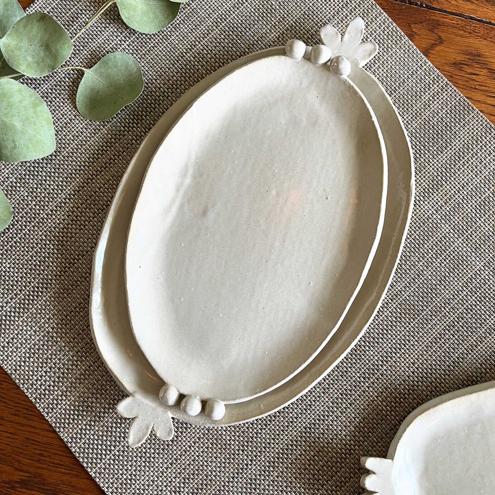 Ceramic Dots Platter Tray White - Etsy