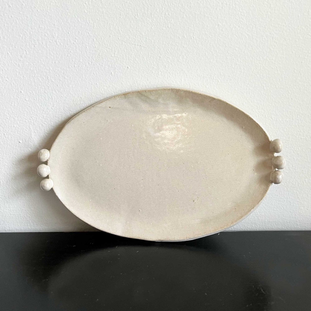 Ceramic Dots Platter Tray White - Etsy