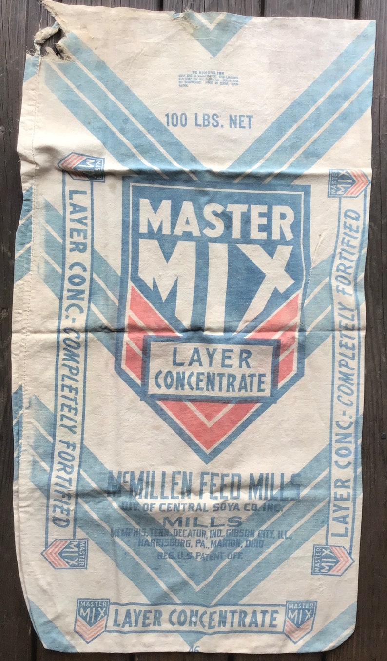 Vintage MASTER MIX Poultry Feed Sack, Farm Bag, Agricultural Sack ...