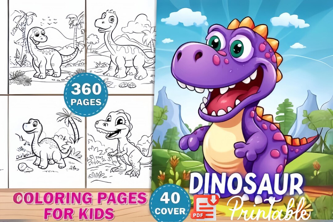 260 Dinosaur Coloring Pages Bundle for Kids,easy Bold Coloring Book ...