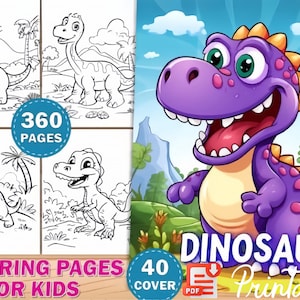 260 Dinosaur Coloring Pages Bundle for Kids,easy Bold Coloring Book ...