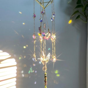 Crystal With Hummingbird, Crystal Sun Catcher, Prism Suncatcher, Light ...