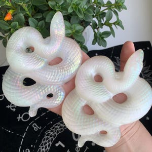 Plated Plaster Snake With Crystal | Hand Carved Serpent Figurine ...