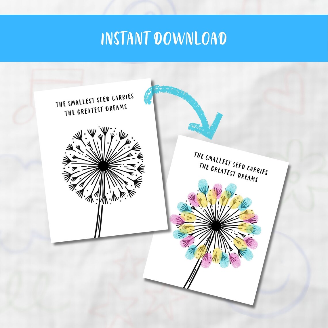 Dandelion Fingerprint Art Craft Summer Printable Kids DIY Keepsake ...