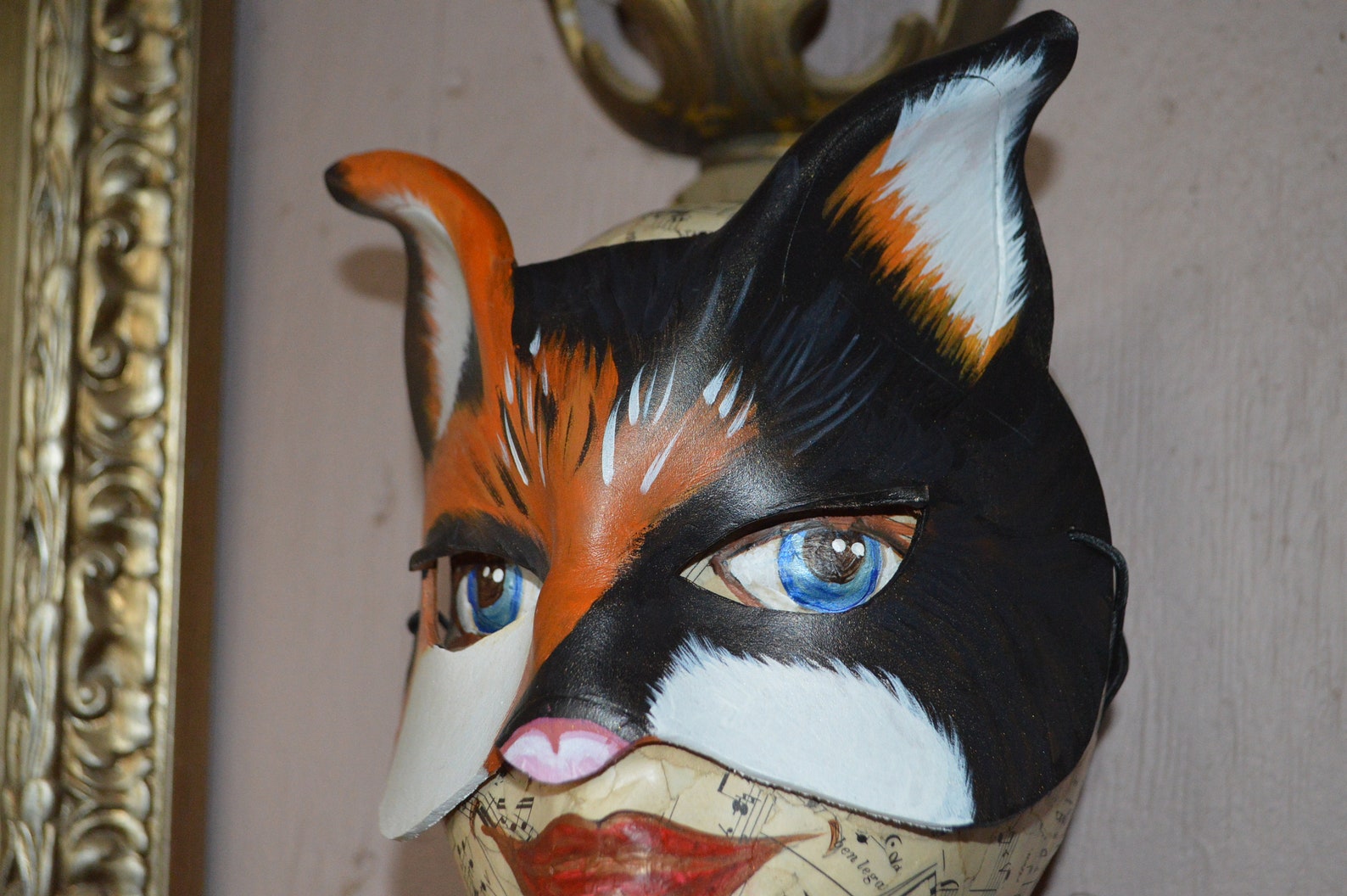 CAT MASK Calico Cat Mask Leather Cat Mask Ginger and Black - Etsy