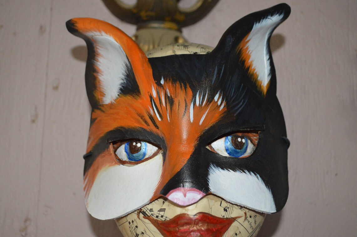 CAT MASK Calico Cat Mask Leather Cat Mask Ginger and Black - Etsy