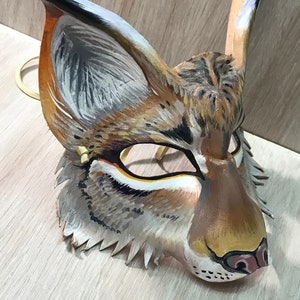 Lynx Mask, OOAK Leather Werecat Mask, Beautifully Hand Painted by ...